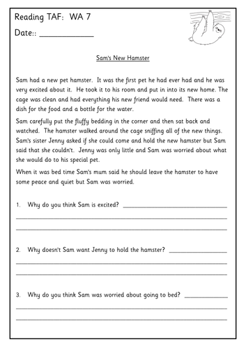 Year 2 - KS1 - Teacher Assessment Framework - Reading Evidence Sheet ...