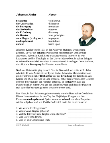 Johannes Kepler Biography - German Reading / Lesung auf Deutsch ...