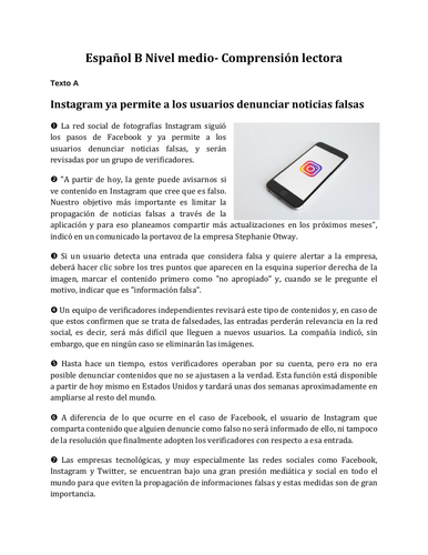 Spanish B Standard Level (SL) - Paper 2 Mock Exam - Reading ...