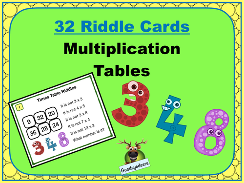 Maths Riddles Task Cards - Multipication Tables (3,4 & 8) | Teaching ...