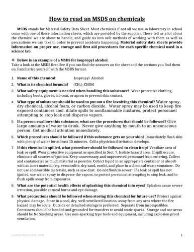 How to read Material Safety Data Sheet (MSDS) | Teaching Resources