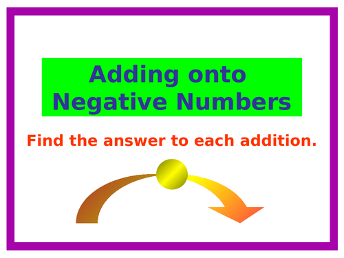 **Adding onto Negative Numbers** | Teaching Resources