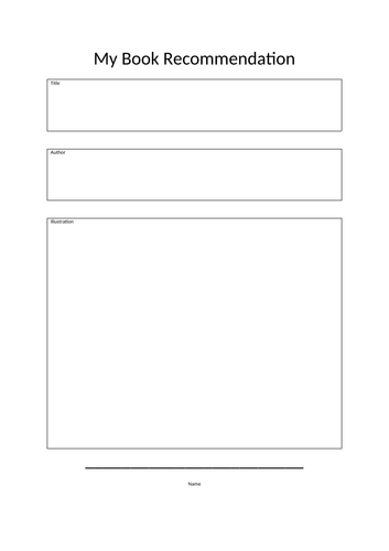 My Book Recommendation (Book Review) | Teaching Resources