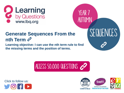 Year 7 Algebra: Generate Sequences From the nth Term | Teaching Resources