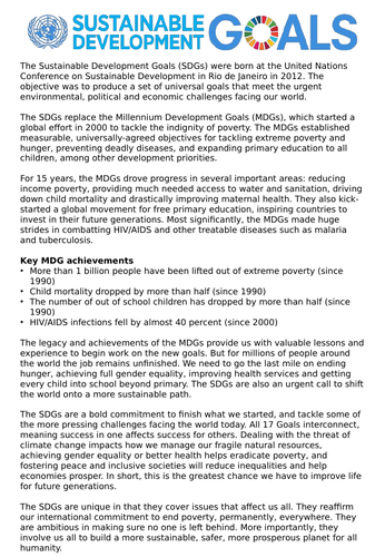 Sustainable Development Goals Lesson | Teaching Resources