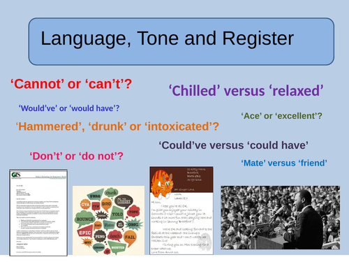 'Texts: Their Presentation and Purpose' & 'Language, Tone & Register ...