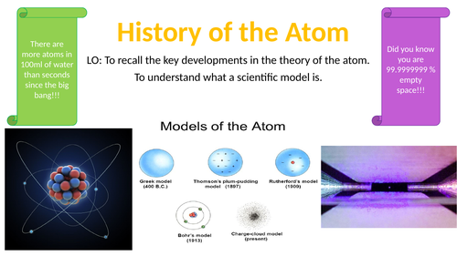 KS3/KS4 History of the atom+Starter Quiz | Teaching Resources