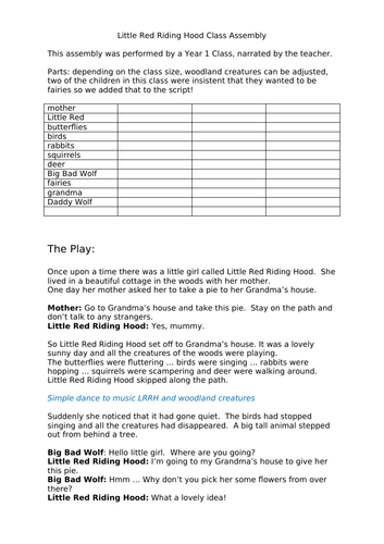Little Red Riding Hood Assembly | Teaching Resources