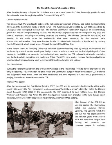 The Chinese Revolution: Rise of Mao Zedong | Teaching Resources