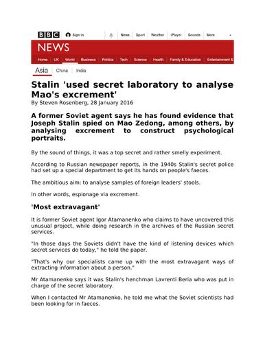 Stalin, Mao and Kim Il-Sung: Communist Support | Teaching Resources