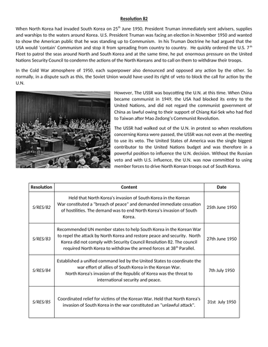 The UN and US Response to the Korean Conflict | Teaching Resources