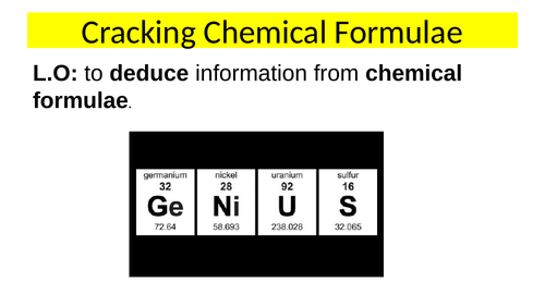 Interpreting Chemical Formula | Teaching Resources