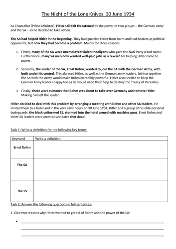 AQA 8145 Germany - Night of the Long Knives | Teaching Resources
