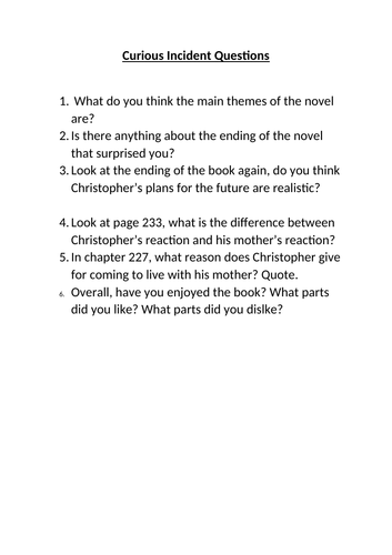 Curious Incident Scheme of Work | Teaching Resources