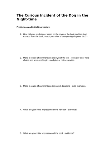 Curious Incident Scheme of Work | Teaching Resources