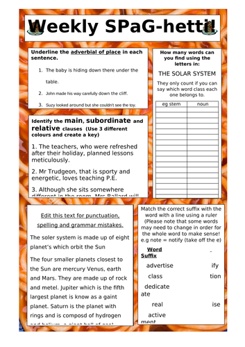 SPaGHETTI - SPaG activities linked to Y5 curriculum | Teaching Resources