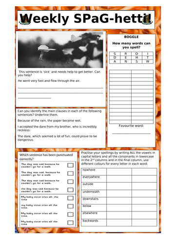 SPaGHETTI - SPaG activities linked to Y5 curriculum | Teaching Resources