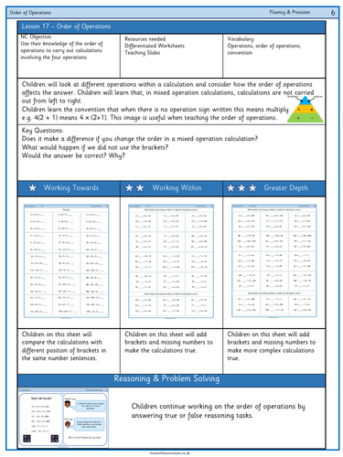 Year 6- Four Operations – Week 4- Differentiated Worksheets - White ...