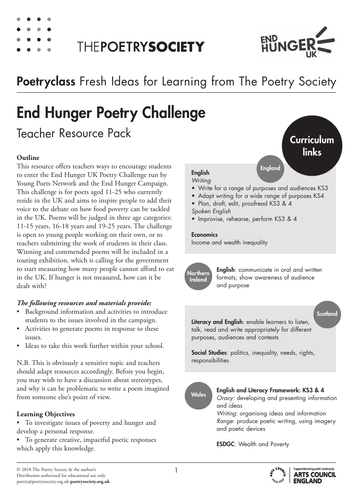 End Hunger UK Poetry Resource | Teaching Resources