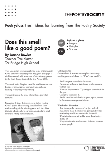 Does this smell like a good poem? | Teaching Resources