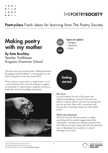 Making poetry with my mother | Teaching Resources