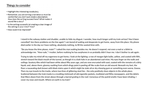 GCSE Narrative Writing PPT and resources for a string of lessons ...