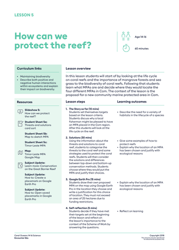 Protecting ecosystems Science GCSE: Coral Case Study | Teaching Resources