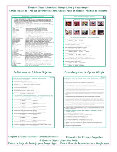 Free Time-Hobbies Interactive Spanish Combo Worksheet-Google Apps ...