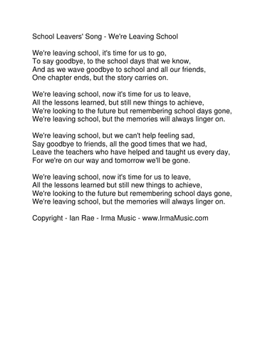 We're Leaving School - Yr 6 School Leavers Song - Total Song Pack ...