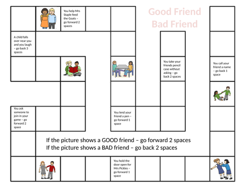 Board Game Template - Good friend / Bad friend | Teaching Resources