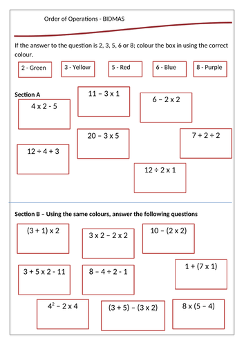 Year 7 and 8 KS3 Mathematics BIDMAS resource bundle | Teaching Resources