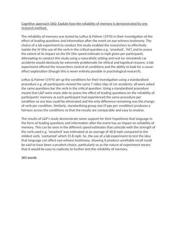 IB Psychology Paper 1 SAQ (9-mark question) exemplars and exam-writing ...