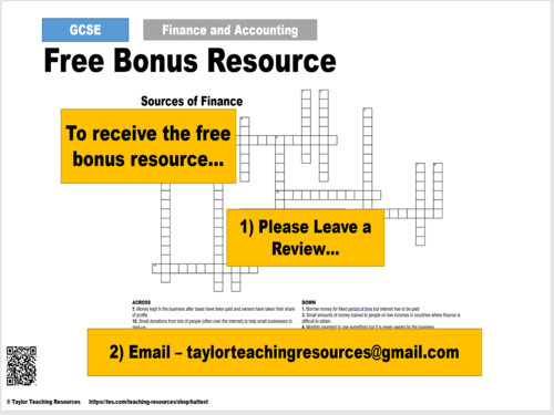 Sources of Finance - GCSE Full Lesson | Teaching Resources