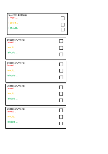 Success Criteria Checklist | Teaching Resources