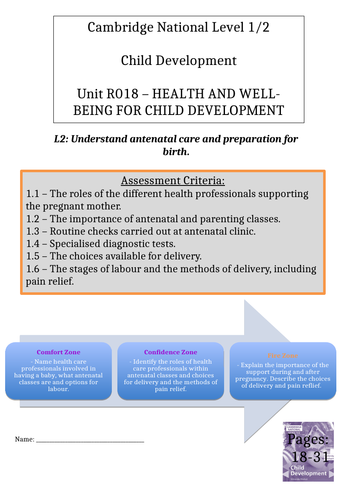 OCR Cambridge National Child Develop RO18 Workbooks | Teaching Resources