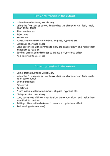 Introduction to Tension and Suspense | Teaching Resources