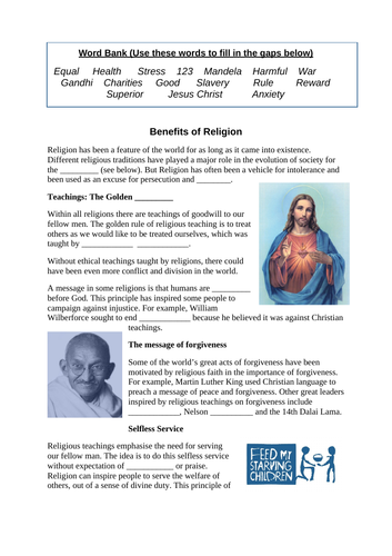 Benefits of Religion | Teaching Resources