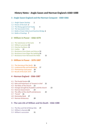 9-1 GCSE History Edexcel - Anglo Saxon and Norman England Notes ...