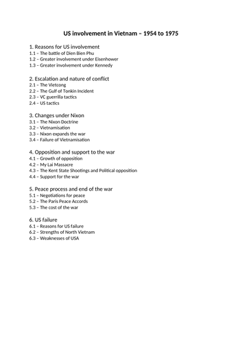 9-1 GCSE History Edexcel - The Vietnam War Notes | Teaching Resources