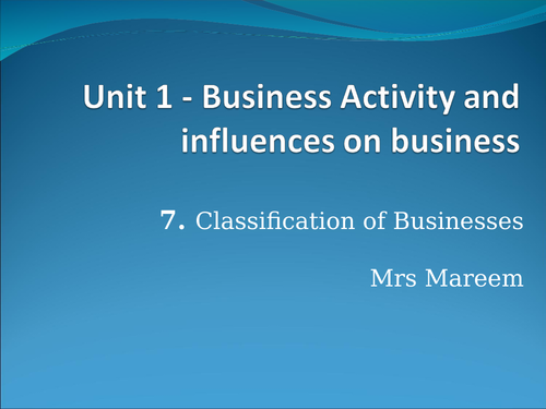 Edexcel IGCSE in Business (9-1) - Unit 1: - Business activity and ...
