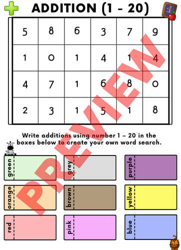 Addition Number Word Search Activity: Years 1 - 2 | Teaching Resources