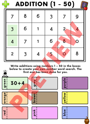 Addition Number Word Search Activity: Years 1 - 2 | Teaching Resources