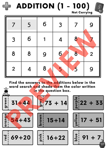 Addition Number Word Search Activity: Years 3 and 4 | Teaching Resources