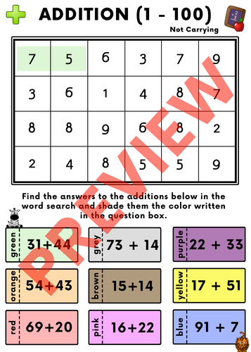 Addition Number Word Search Activity: Years 3 and 4 | Teaching Resources