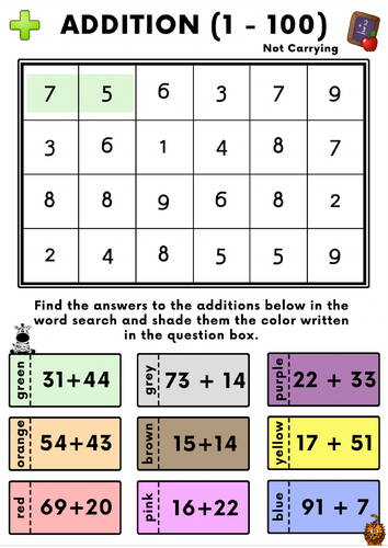 Addition Number Word Search Activity: Years 3 and 4 | Teaching Resources