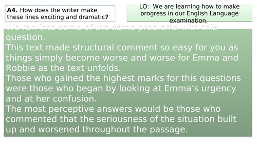 Eduqas English Paper 1 2018 Exam Feedback lessons - Emma and Robbie ...