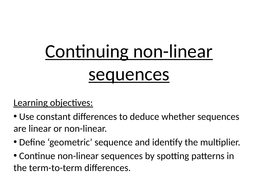 Nonlinear sequences mastery lesson | Teaching Resources