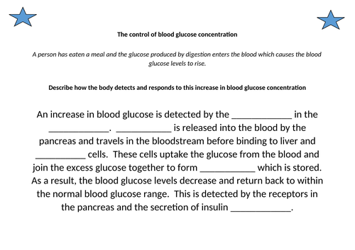 Control of blood glucose concentration (CIE IGCSE Biology SUPPLEMENT ...