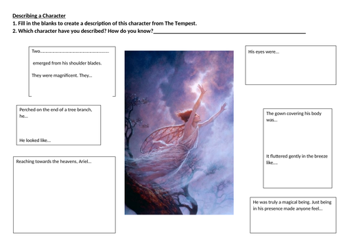 'The Tempest' character descriptions worksheets | Teaching Resources