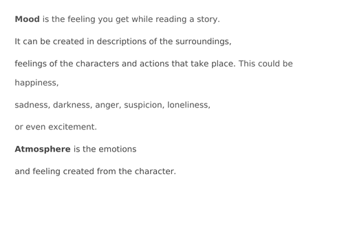 KS3 full lesson on mood and atmosphere using four short extracts ...